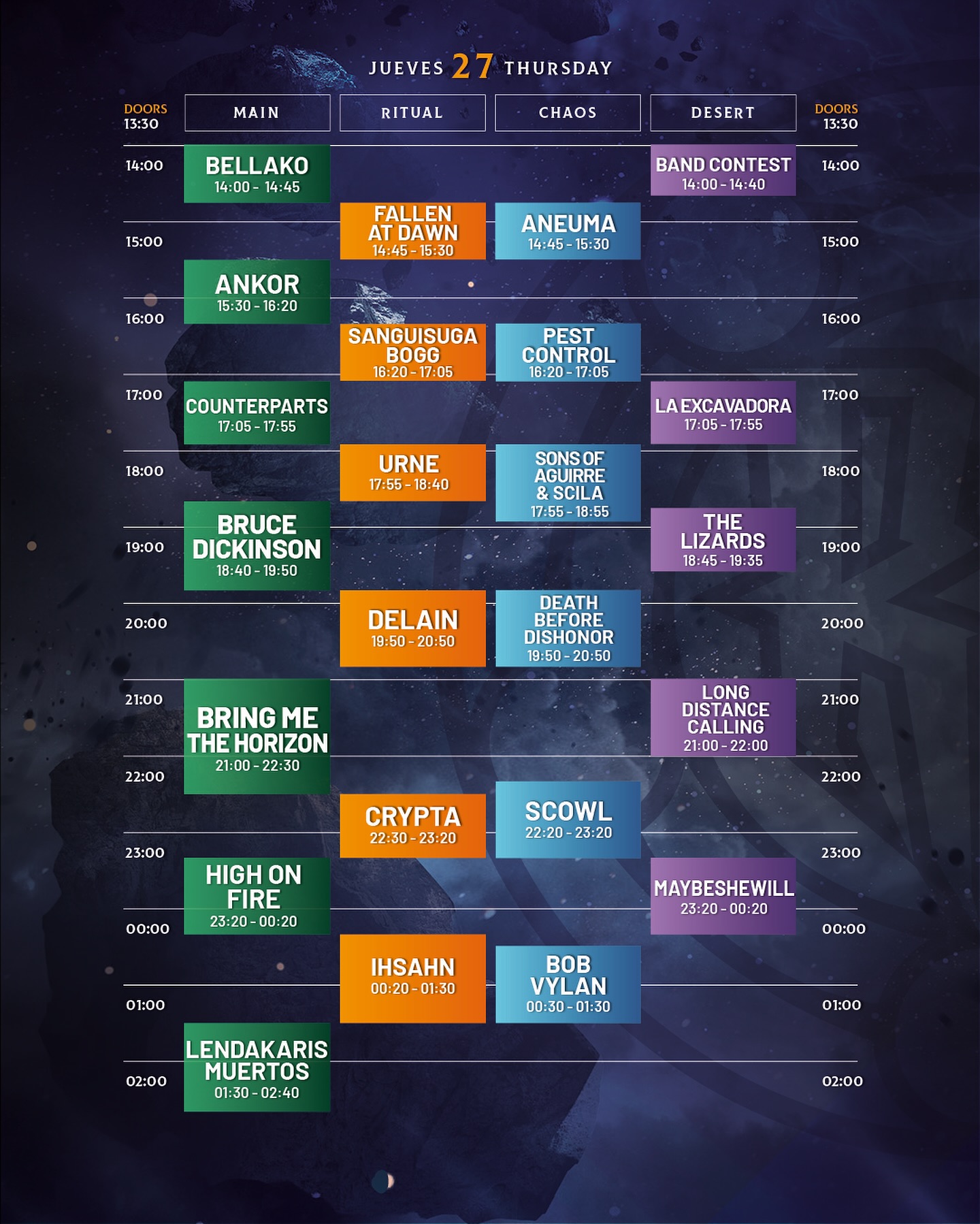 HORARIOS DEL RESURRECTION FEST 2024